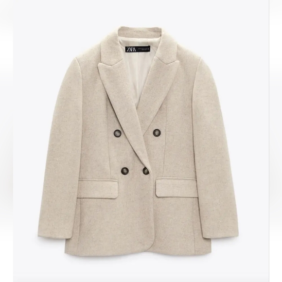 Zara | Jackets & Coats | Zara Wool Blend Double Breasted Blazer | Poshmark